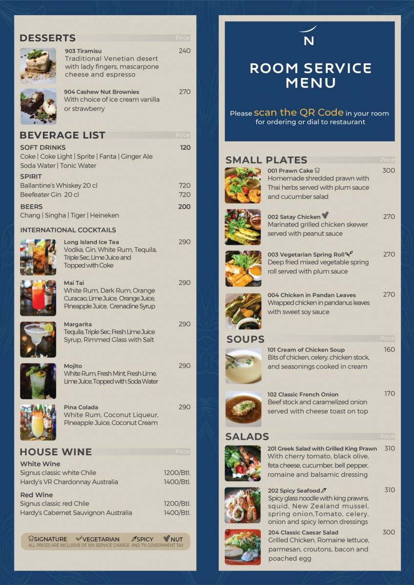 Room Service Menu - Novotel Phuket Resort